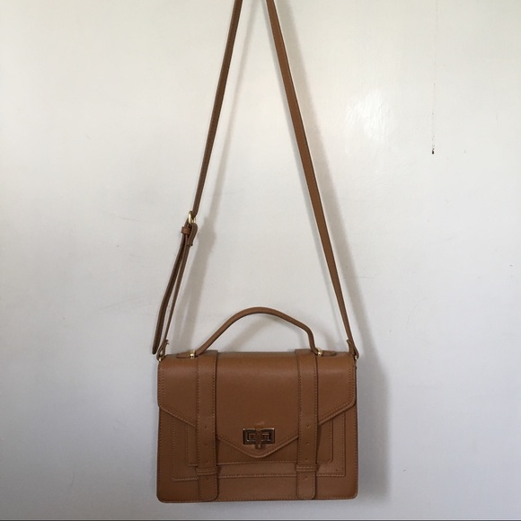 Bags | Leather Strapped Gold Clasp Briefcase Satchel | Poshmark